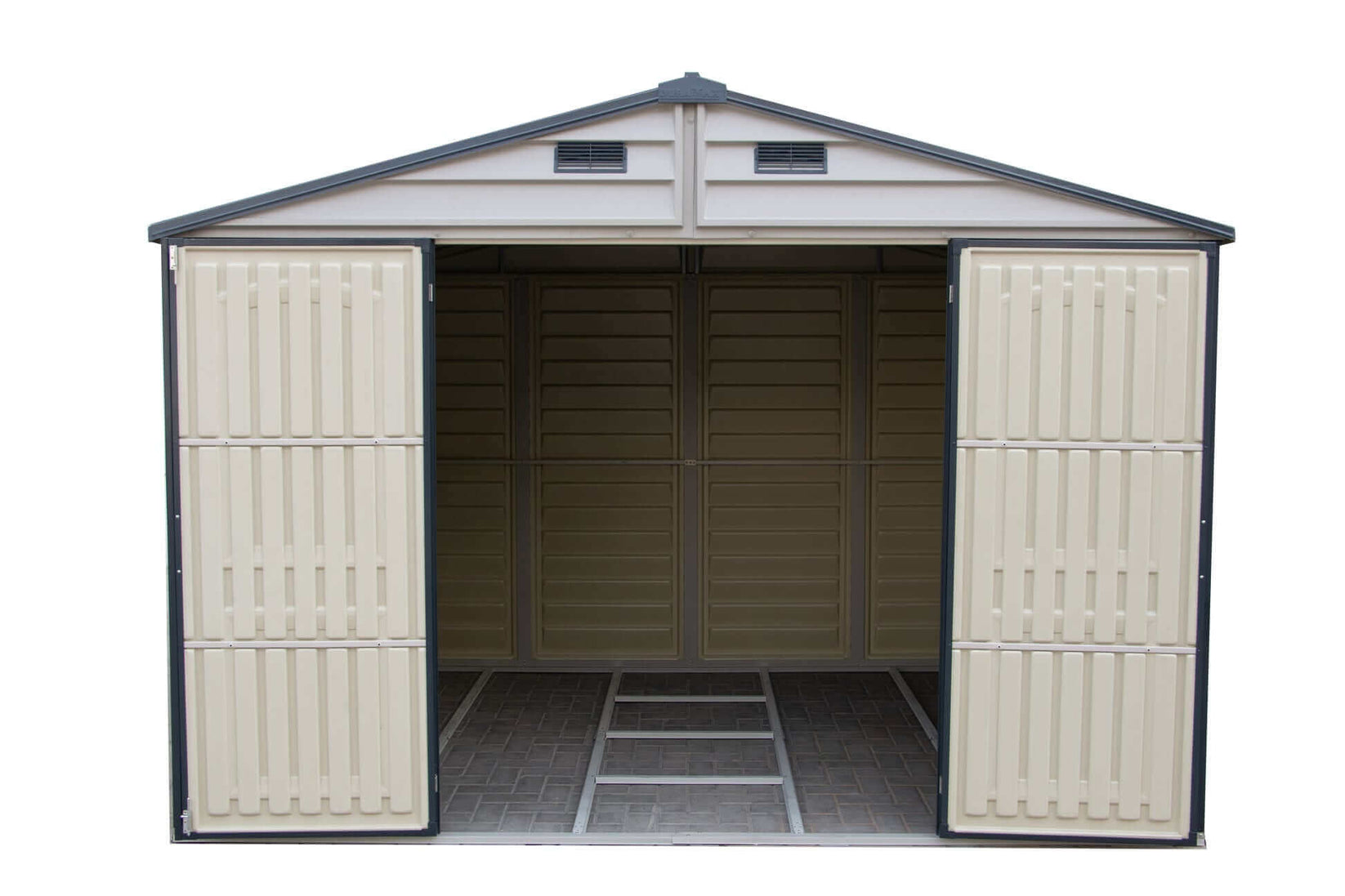 Duramax 10.5x8 Woodside PLUS Vinyl Shed w/ Foundation Kit