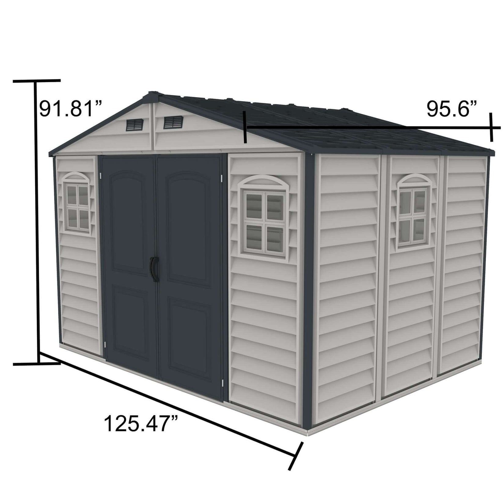 Duramax 10.5x8 Woodside PLUS Vinyl Shed w/ Foundation Kit