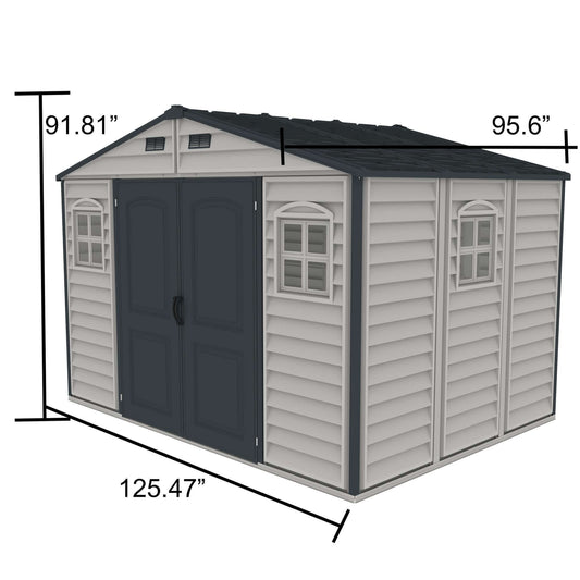 Duramax 10.5x8 Woodside PLUS Vinyl Shed w/ Foundation Kit